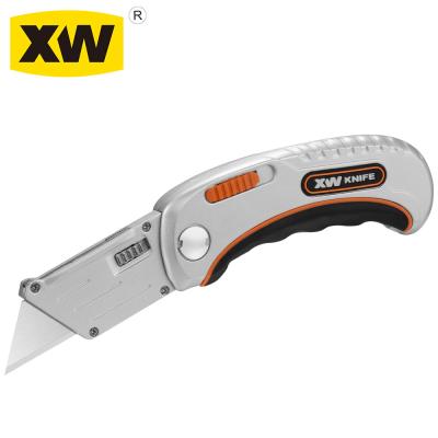China Zinc Alloy Heavy Duty Folding Utility Knife Soft Touch TPR Grip SX671 for sale