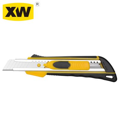 China Yellow Retractable Dual Zone Snap Off Utility Knife SX820 Safety Double Color Overmolded for sale