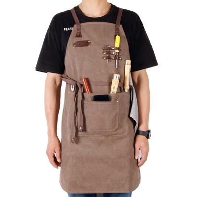 China Reinforced pockets/small hook design to facilitate daily hanging ChangRong canvas construction work custom heavy duty adjustable apron the retro for sale
