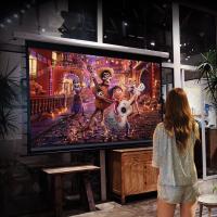 China Motorized Electric Projection Screens Large Size Pull Down Projector Screen 150 Inch for sale