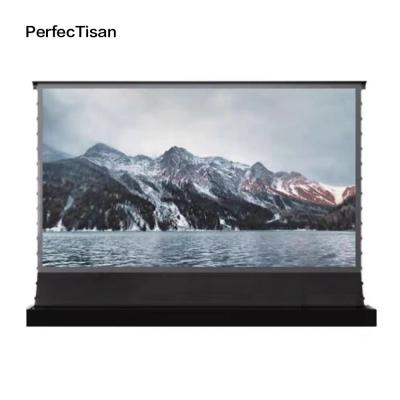 China 8k Floor Rising Projector Screens Large Size 150 Inch Motorized Projector Screen for sale