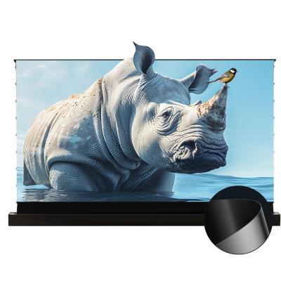 China Motorized Tension Floor Rising Screen PVC UST Alr Projector Screen for sale