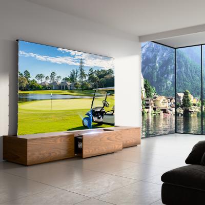 China Wooden Color Telescopic Laser TV Cabinet Customized UST Cabinet For Floor Rising Projector Screen for sale