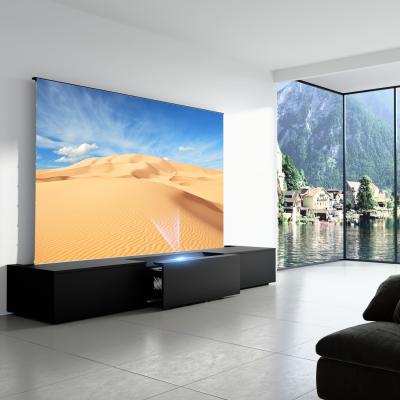 China Black Telescopic Laser TV Cabinet Smart UST Projector Furniture Customized Motorized TV Cabinet for sale