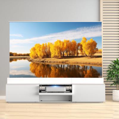 China White Motorised Laser TV Cabinet 100 Inch 120 Inch UST Cabinet for sale