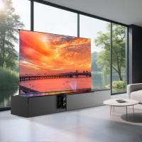 China Concealed Telescopic Laser TV Cabinet 100 / 120 / 150 Inch Short Throw Projector Modern Motorized Laser TV Cabinet for sale