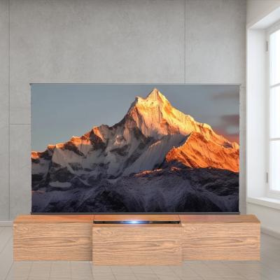 China Luxury Motorized Laser TV Cabinet Living Room Furniture Brown Wood TV Cabinet for sale