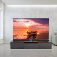 China 100 120 150 Inch Telescopic Laser TV Cabinet Intelligent Short Throw Projector Cabinet Motorized TV Cabinet for sale