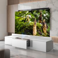 China White Motorized Laser TV Cabinet Wooden Sliding TV Cabinet for UST Projection 50Hz / 60Hz for sale