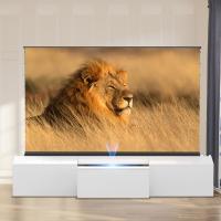 China White Motorized Laser TV Cabinet Customized Sliding TV Cabinet Wooden Short Throw Projector Cabinets for sale