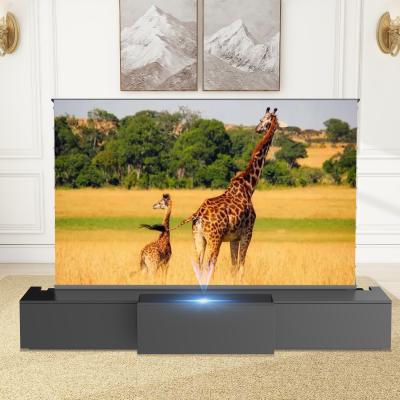 China Smart Sliding Laser TV Cabinet Black Motorized Laser TV Cabinet for sale