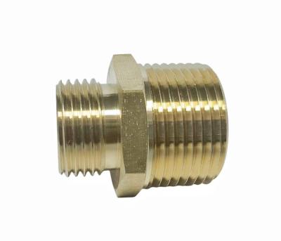 China Brass Straight Hexagon Reducing Nipple 3/8 Male *1/2 Male NPT Thread for sale