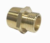China Male 3/8 NPT X 1/2NPT Thread Brass Pipe Fitting Hex Pipe Nipple JIS ANSI Standard for sale