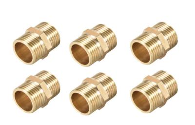 China Brass Pipe Fitting Connector Straight HeX Nipple Coupler 3/8 X 3/8 G Male Thread Hose Fittings Gol Brass Stopcock Valves for sale
