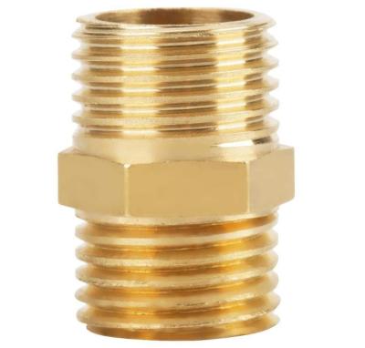 China 1/4'' X 1/4'' BSP Brass Tee Fitting , Male Hex Nipple Coupling for sale