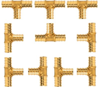 China 1/2 Inch Lead Free Brass Hose Barb , T PEX Tee Brass Barbed Fittings for sale