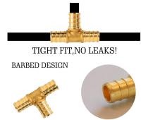 China 1/2 Inch Lead Free Brass Hose Barb , T PEX Tee Brass Barbed Fittings for sale