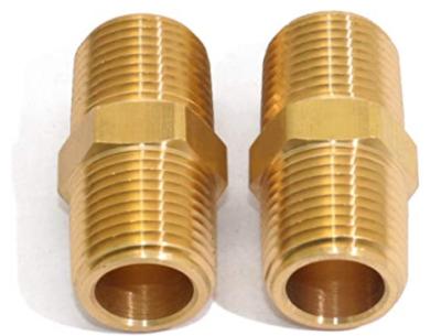 China 5/8 Inch Brass Adapter Fittings NPT Solid Hex Brass Pipe Nipples for sale