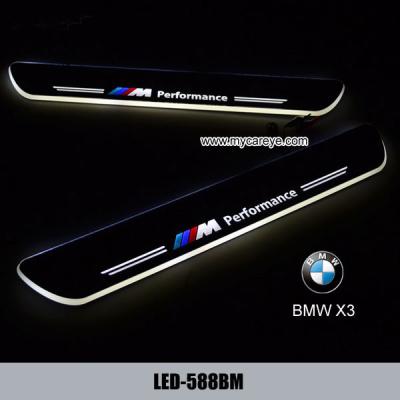 China Stainless Steel Scuff Plate Door Sill Plate with LED Lights for BMW X3 2018-2024 for sale