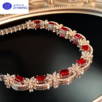 China Pigeon Blood Lab Grown Ruby Necklace Luxury Fine Jewelry for sale