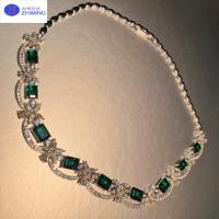 China Emerald Cut Green Moissanite Necklace Luxury Fine Jewelry for sale