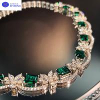 China Emerald Cut Green Moissanite Necklace Luxury Fine Jewelry for sale
