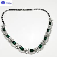 China Emerald Cut Green Moissanite Necklace Luxury Fine Jewelry for sale