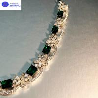 China Emerald Cut Green Moissanite Necklace Luxury Fine Jewelry for sale