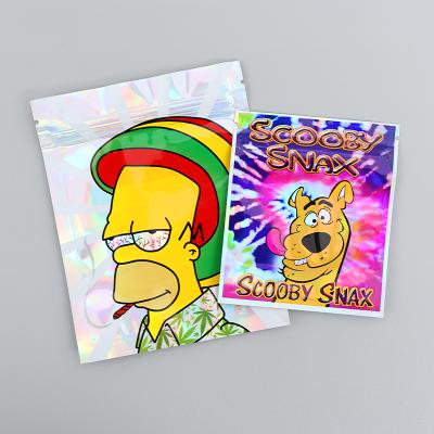 China Zhihe 3.5g Holographic Candy Jelly Packaging Small Resealable Mylar Zipper Bag for Transparent Food Custom Moisture Proof for sale