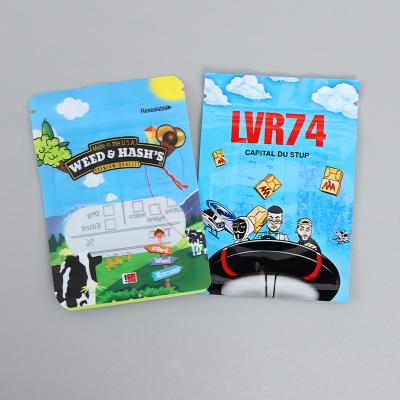 China Zhihe Custom 3.5G 7G 14G 28G Plastic Smell Proof Resealable Stand up Pouch Mylar Bags for Jelly with My Logo for sale