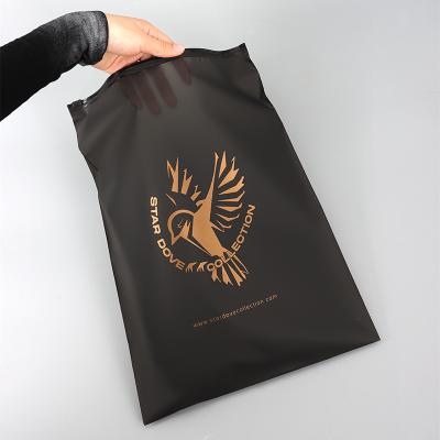China Zhihe 2025 High Quality Custom Biodegradable Recyclable Black Matte Frosted Zip Seal PE T-Shirt Packaging Bags for Socks for sale