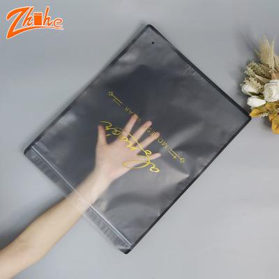 China Long Biodegradable Clothes Frosted Plastic Packaging Ziplock Bag with Custom Size Accepted and Matte Poly Logo Clear for sale