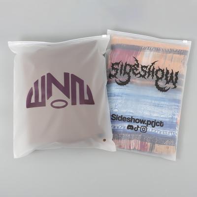 China Hot Stamping Zhihe Biodegradable Translucent Matte Frosted Ziplock Seal Plastic Poly Bag Custom Logo for Clothing Shoes for sale