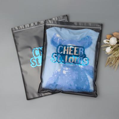 China Pad Printing Zhihe Custom Logo Recyclable Frosted Zipper Bags for Shoes Clothing Packaging PVC T-Shirt Bags for sale
