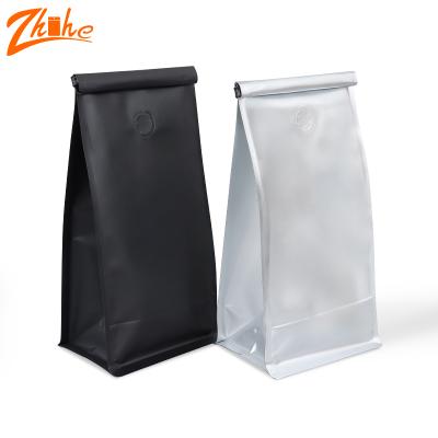 China Zhihe Customized Foil Coffee Bean Bags 250g 500g 1kg Flat Bottom Bags with Zipper Lock and Valve Food Packaging for Pet Food for sale