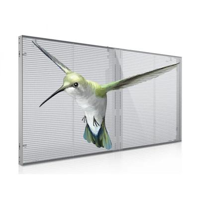 China P7.9-10.4 Transparent LED Glass Window Wall Display Screen with 7.9mm Horizontal and 10.4mm Vertical Pixel Pitch for sale