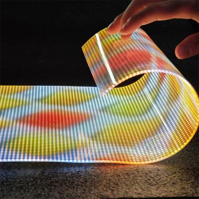 China Flexible Transparent Glass LED Film Screen P4 P6 P8 P10 P16 P32 for Window Advertising Display for sale