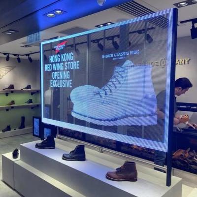 China Transparent LED Mesh Screen P3.91 1000x240mm Full Color Indoor Advertising Display Panel for Retail Store for sale