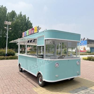 China Fast Food Trailer Mobile Food Cart Fully Equipped Stainless Steel Snack Vending Truck for sale