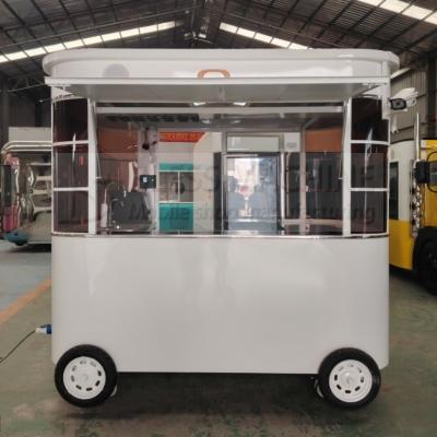 China Modern Mobile Coffee Milk Tea Soybean Milk Fresh Juice Vegetable Fruit Salad Trolley for sale