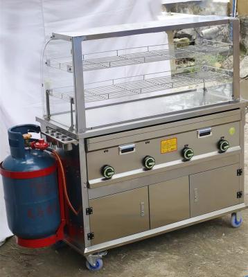 China Detachable Mobile Stainless Steel Street Food Beverage Gas Trolley Handcart Cart for sale
