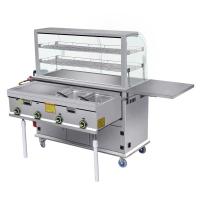 China Detachable Mobile Stainless Steel Street Food Beverage Gas Trolley Handcart Cart for sale