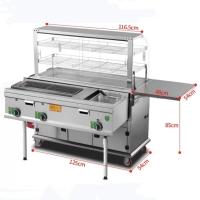 China Detachable Mobile Stainless Steel Street Food Snack Beverage Gas Trolley Handcart Cart for sale