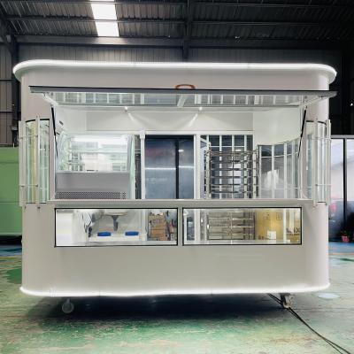 China 2023 Mobile Coffee Milk Tea Soybean Milk Fresh Juice Vegetable Fruit Salad Car Trolley for sale