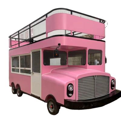 China Double Deck Luxury Truck Trailer for Fast Food Snacks Beverages Ice Cream and Cakes for sale