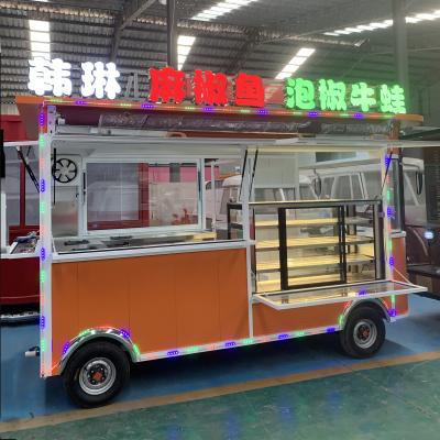 China Beverage Drink Coffee Milk Tea Electric Mobile Snack Cart with Vacuum Tire for sale