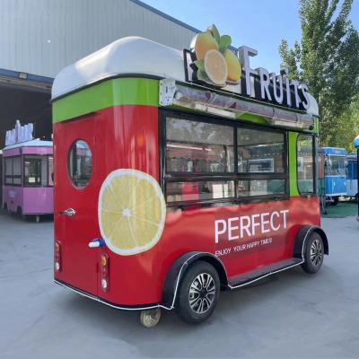 China 4wheels Outlet Customized Fruit Salad Beverage Coffee Milk Tea Beer Ice Cream Trailer for sale