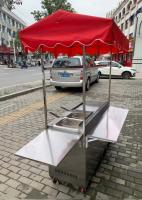 China Commercial Catering Stainless Steel Street Food Snack Fryer Grill Barbecue Trolley Handcart for sale