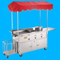 China 110v/220v Mobile Stainless Steel Street Food Snack Gas Trolley Handcart Cart for 2023 for sale