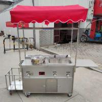 China 110v/220v Mobile Stainless Steel Street Food Snack Gas Trolley Handcart Cart for 2023 for sale